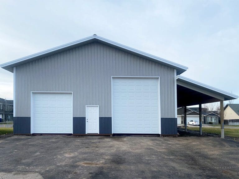 #13549 - 40 x 60 x 16 Residential Metal Pole Building with a Lean-to in ...