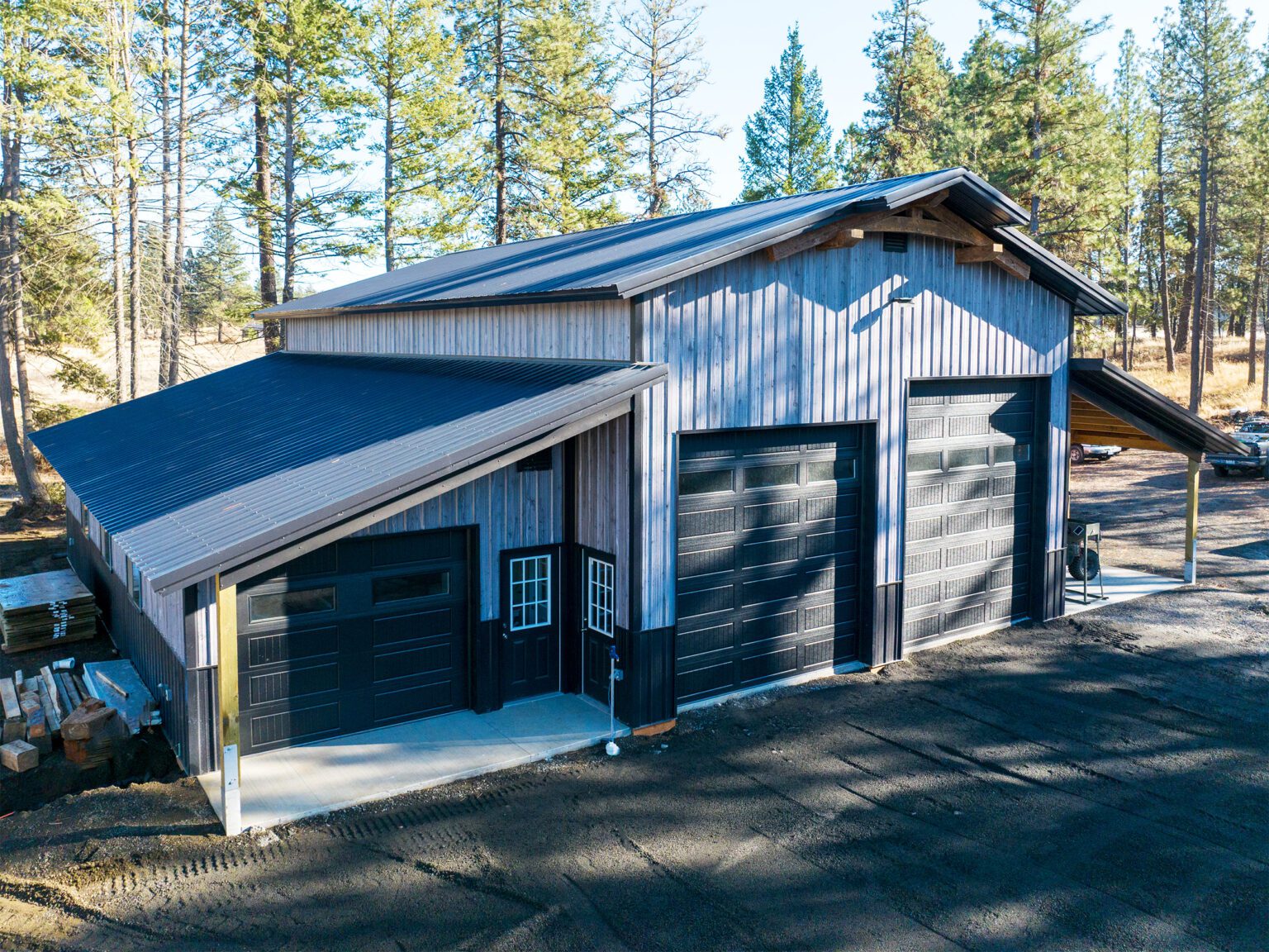 #13675 - 30 x 50 x 18 Monitor Style Hobby Shop with Two Lean-tos in Spokane, WA | Steel ...