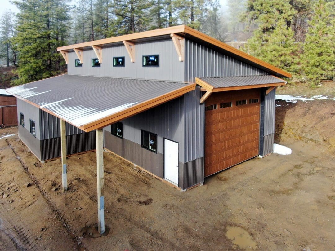#13951 - 24x44x16/22 Monoslope Shop with Lean-to in Liberty Lake, WA ...