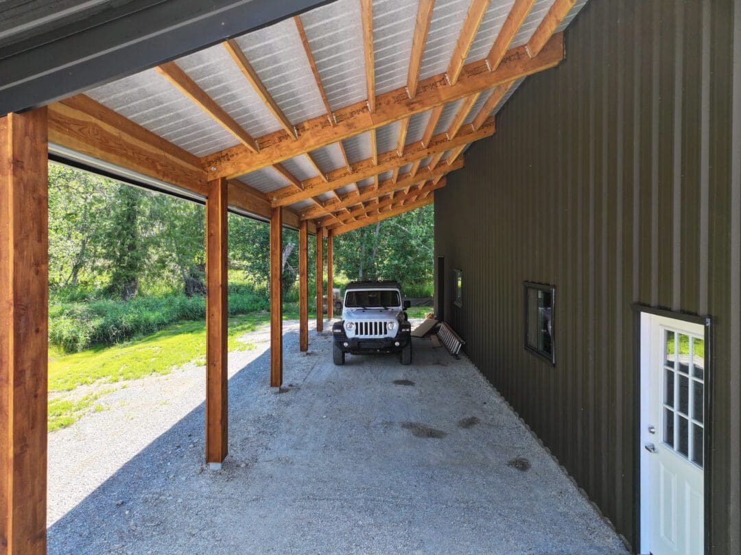 #14190 - 40x60x16 Residential Shop with Open Lean-To and Custom Timber ...